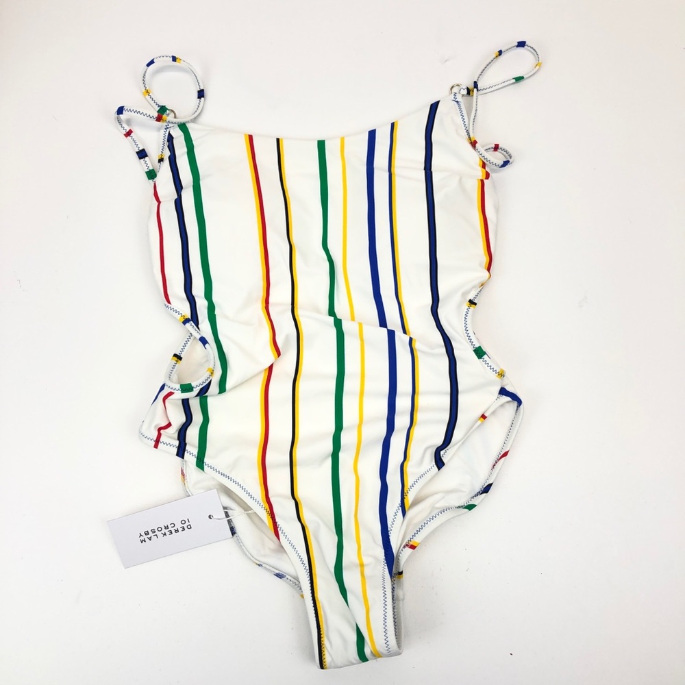10 Crosby Derek Lam Rainbow Lines Cutout One-Piece Ba… - Gem